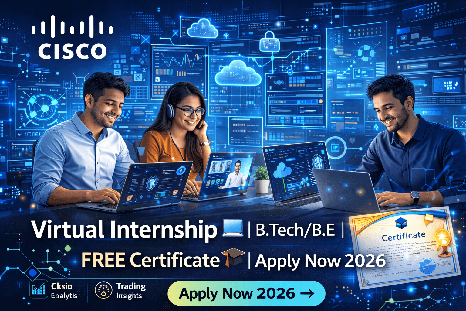 CISCO Virtual Internship 2026 FREE Certificate For B.Tech. / B.E ...
